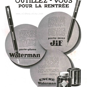 Byrrh Aperitif Drink / Waterman Fountain Pen, Double-sided Vintage ...