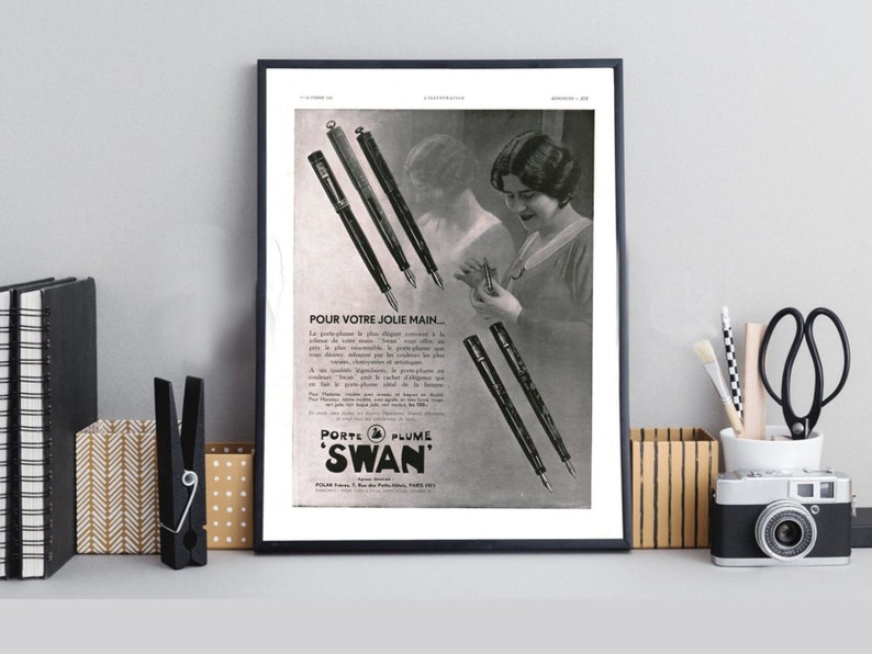 Swan Fountain Pen / Eau De Cologne D'orsay Double Sided Poster, Vintage ...