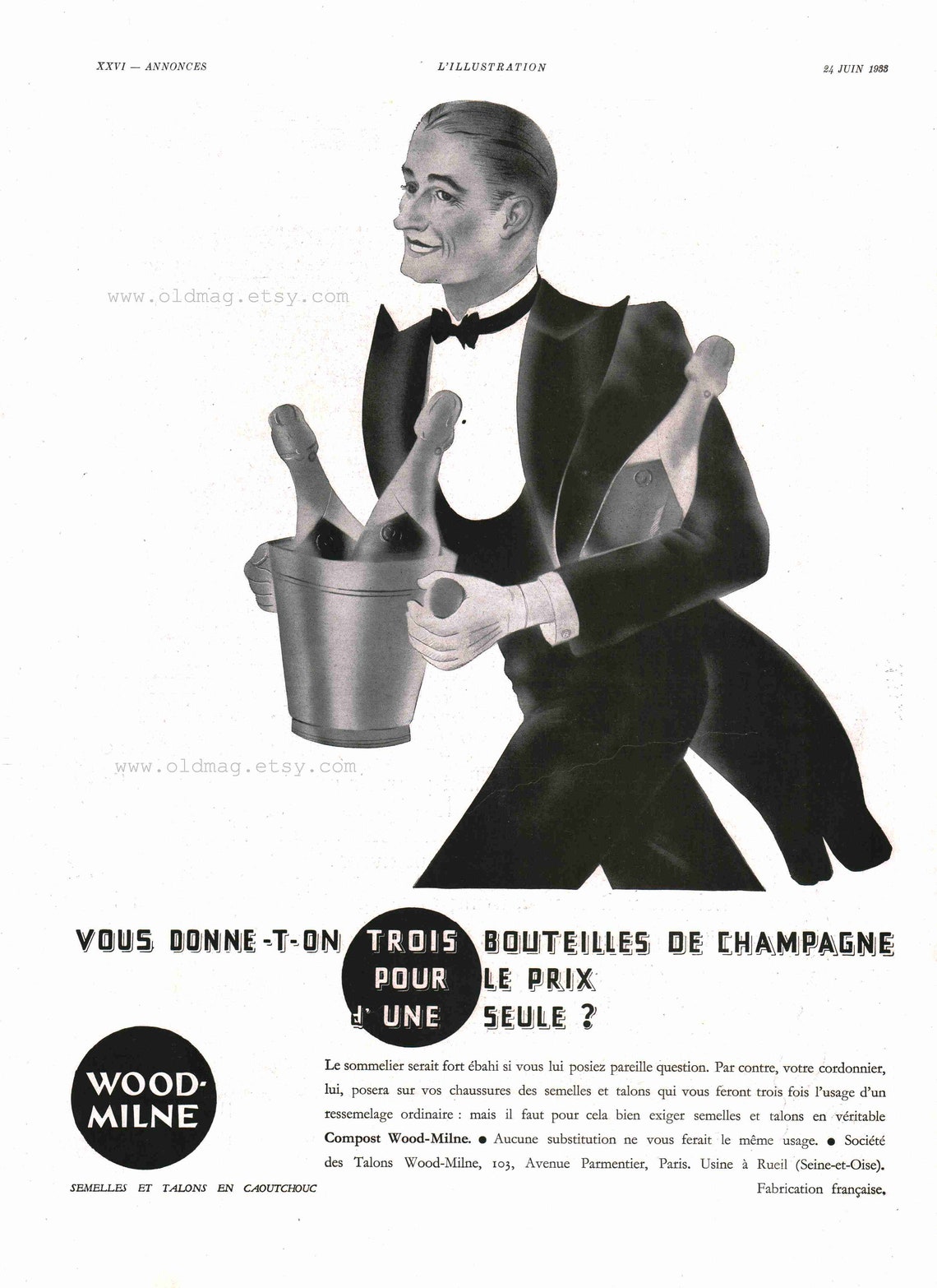 Champagne Sommelier / Renault Cars, Double-sided Vintage Poster. 1933 ...