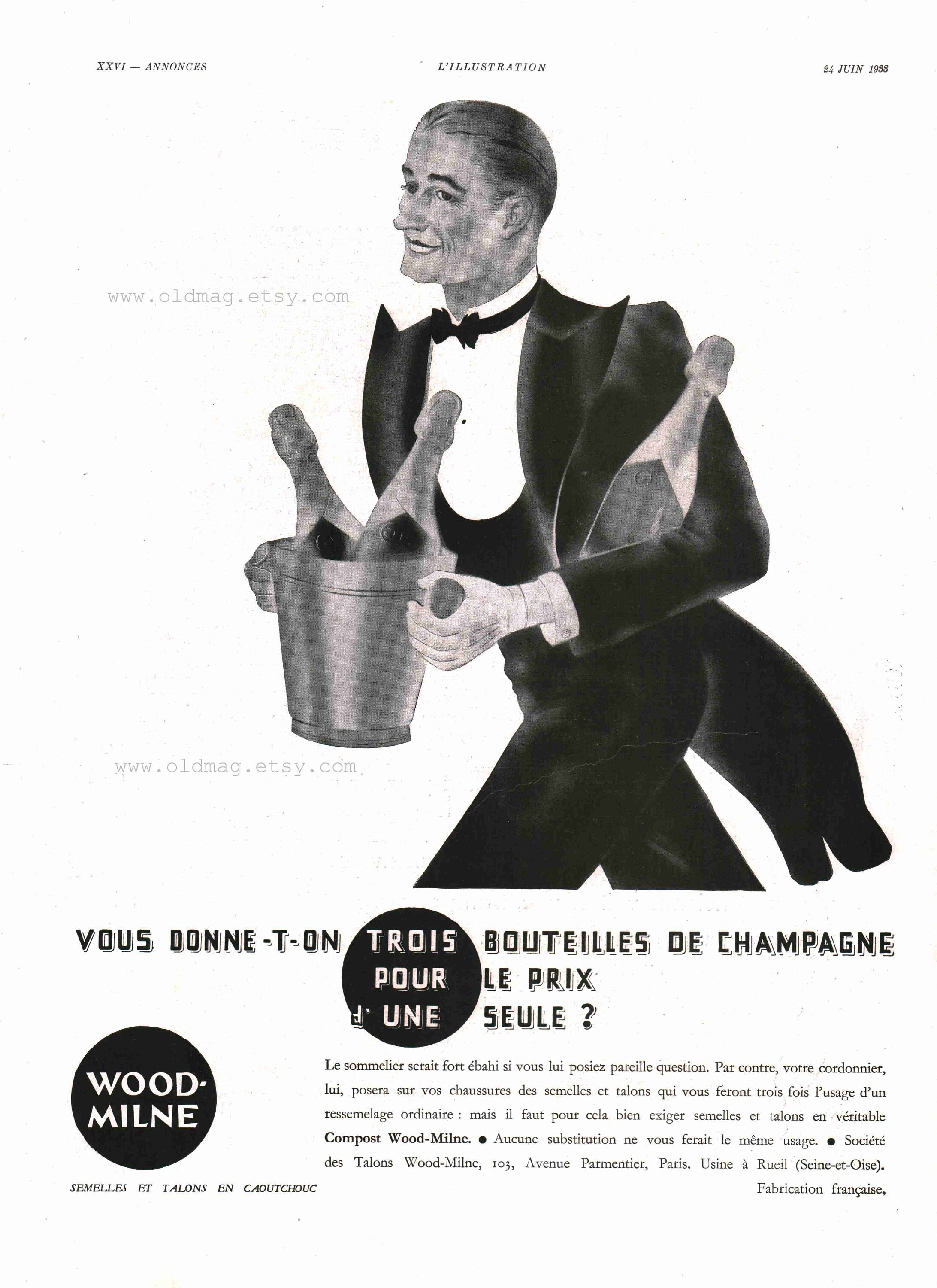Champagne Sommelier / Renault Cars, Double-sided Vintage Poster. 1933 ...