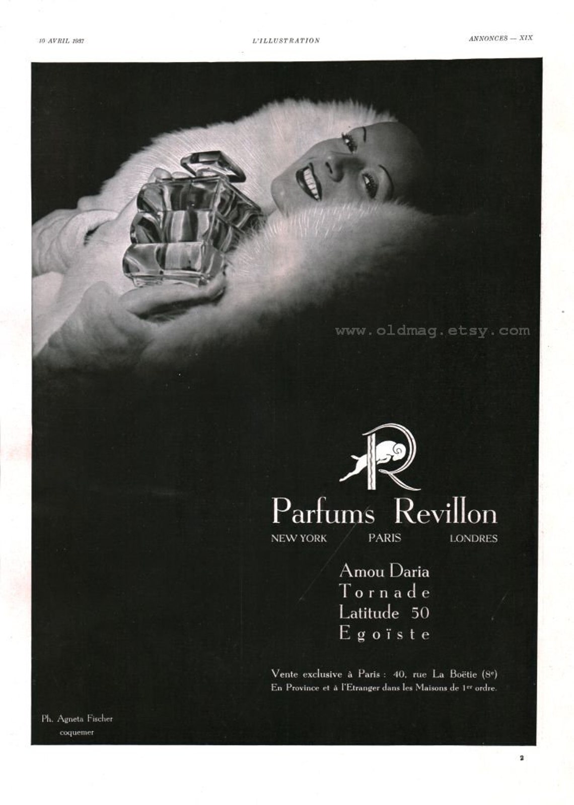 Revillon Perfume Vintage Poster Model Agneta Fischer Perfume | Etsy