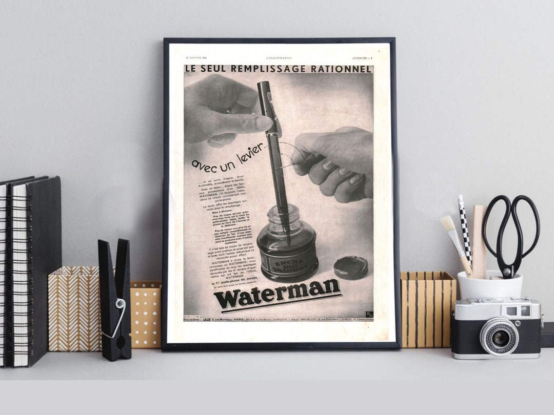 Waterman Fountain Pen Poster, Original Vintage Ad, French Magazine ...