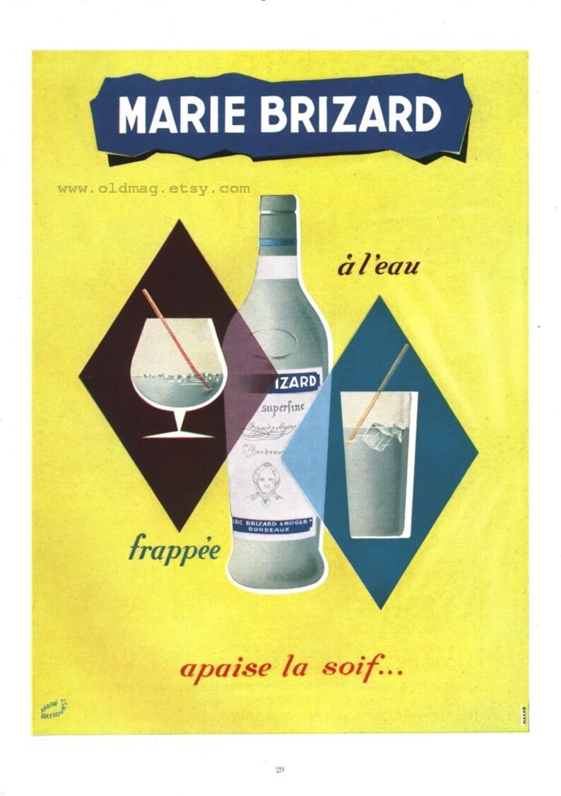 Guerlain Make up Cosmetics Vintage Poster, French Magazine Ad Black and ...