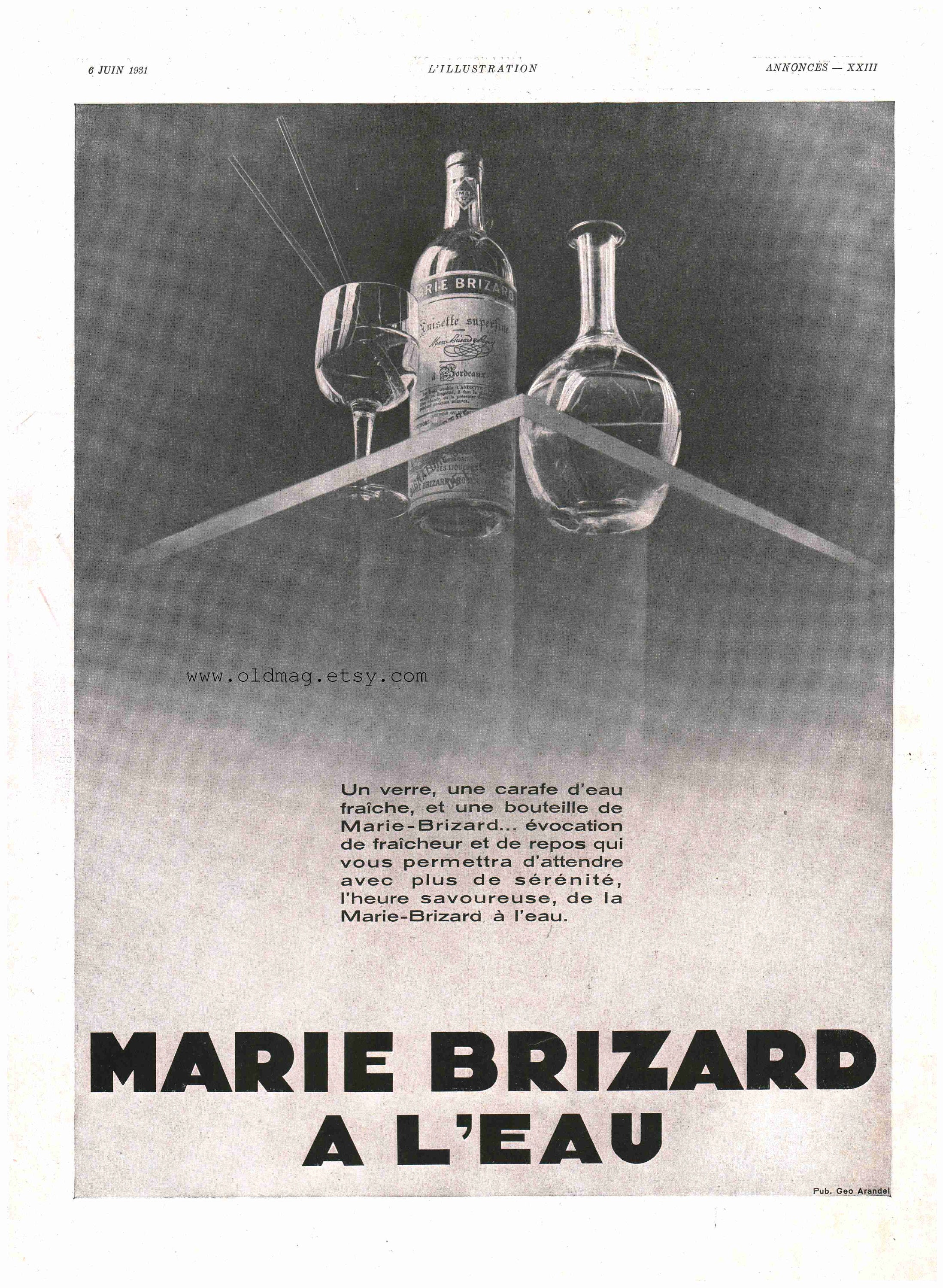 Marie Brizard Poster by Georges Arandel. Brizard a L'eau Anisette Drink ...