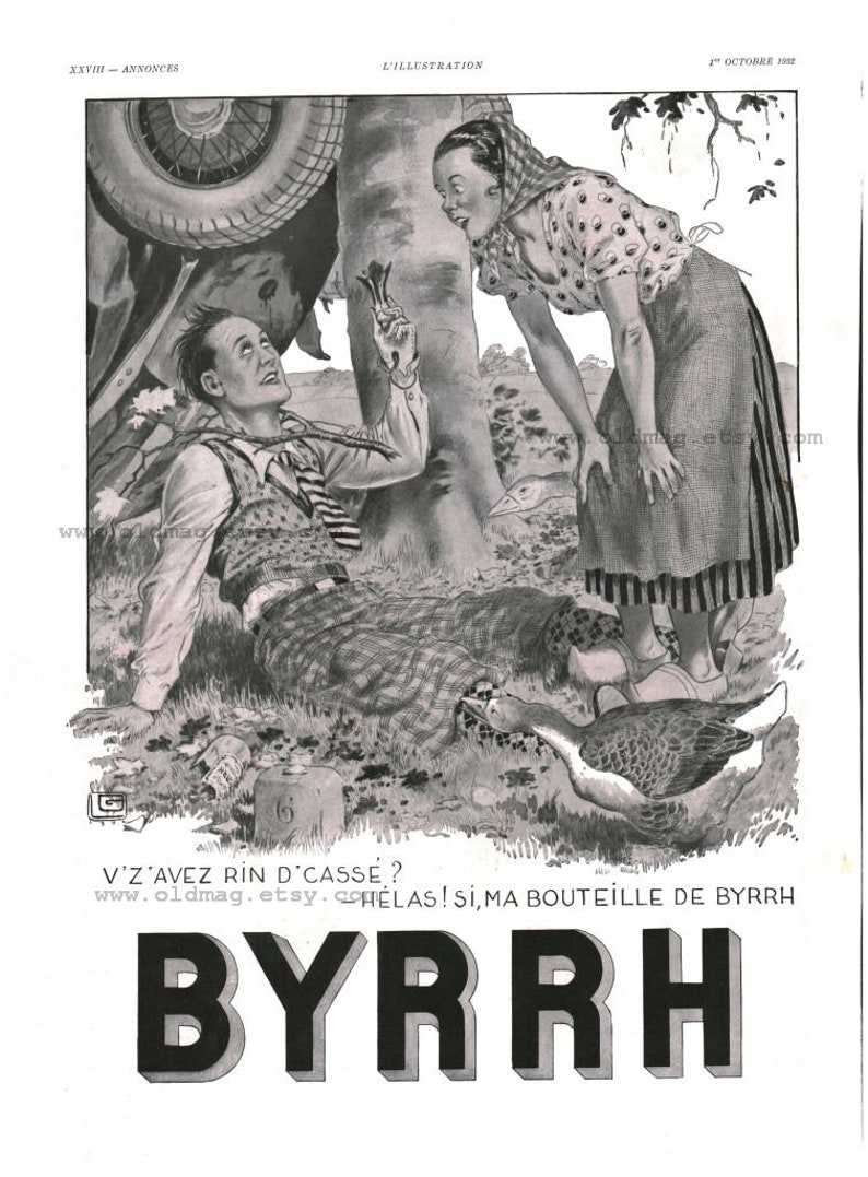 Byrrh French Aperitif / Berliet Car Double-sided Vintage Poster. 1932 ...
