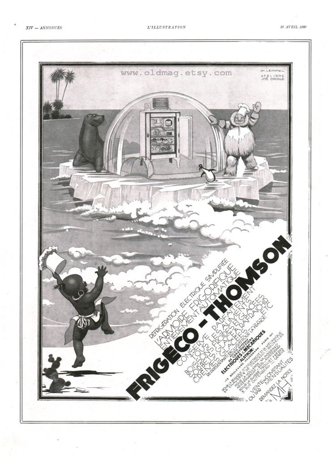 La Velouty De Dixor Make up / Frigeco Thomson Vintage Poster. 1930 Art ...