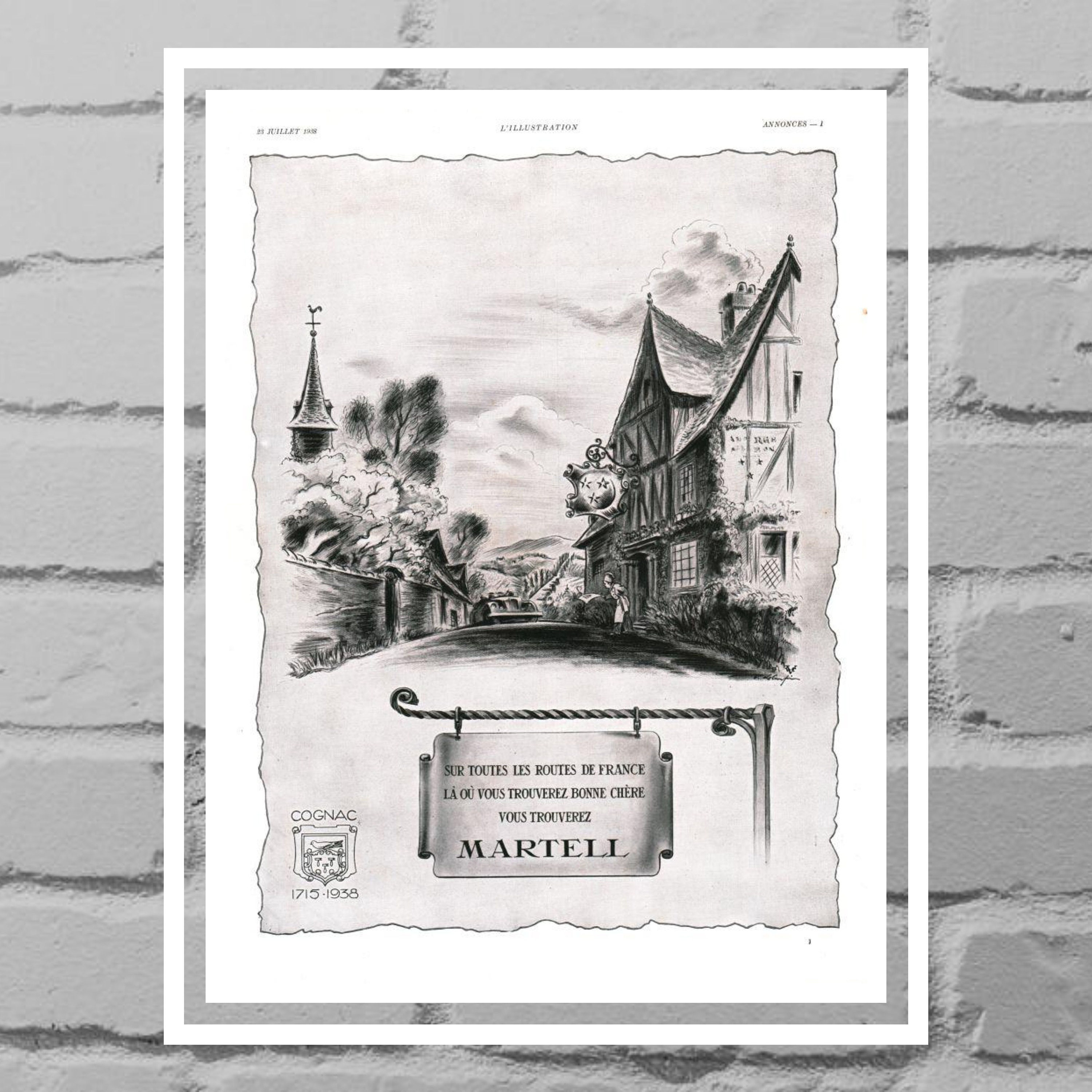Cognac Martell Vintage Ad, Original Art Deco Vintage Advertising, 1938 ...
