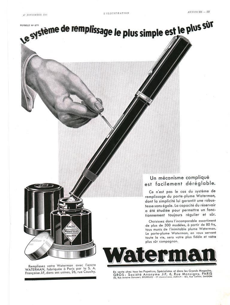 Waterman Fountain Pen and Ink / Burma Jewelry, Double-sided Vintage ...