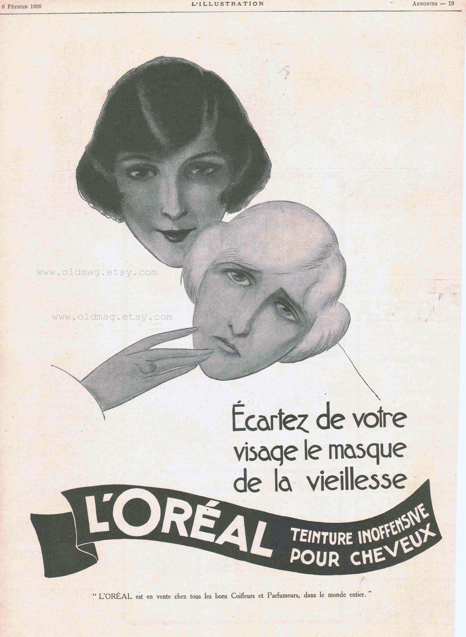 L'oreal Hair Dye Vintage Ad, 1926 French Magazine Tear Sheet Vintage ...