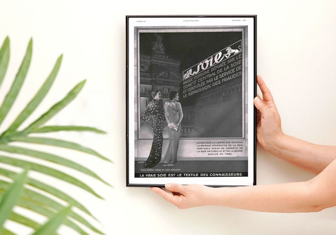 Soie Silk Dress Vintage Poster. Women's Fashion Illustration Print ...