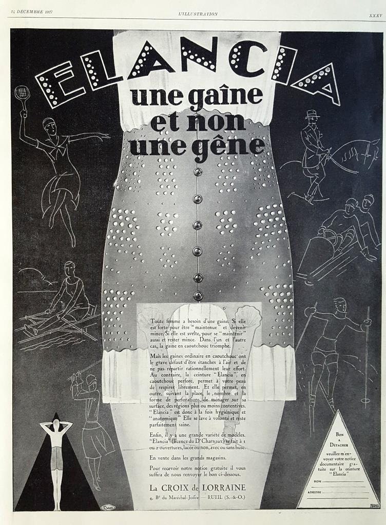 Elancia Corset Lingerie Vintage Advertising Print, French Magazine Ad ...
