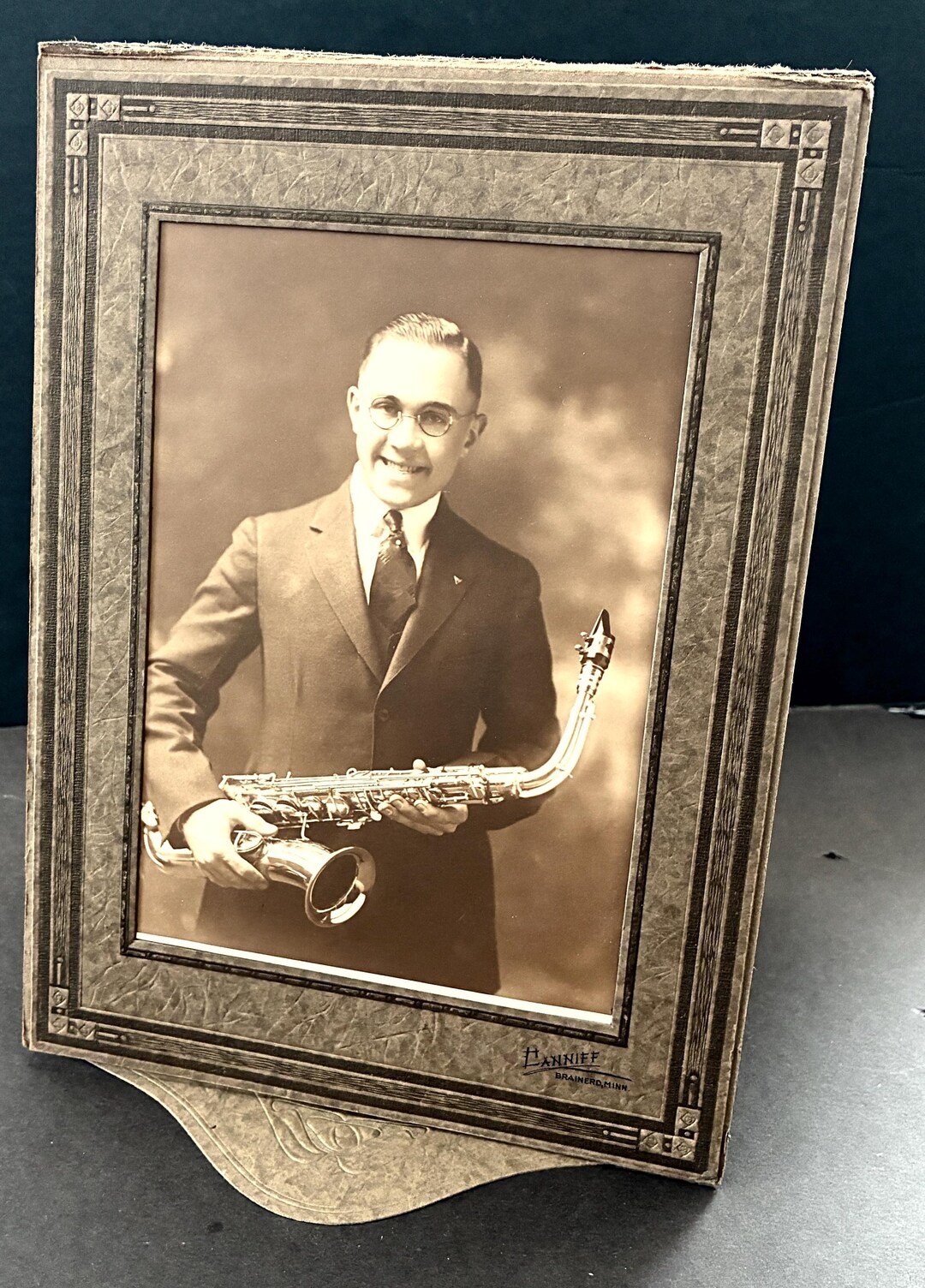 1915 Photo Smiling Saxaphone Player From Minnesota by Canniff Photo ...