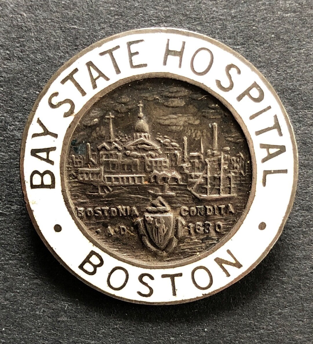 C. 1910 Enamel and Bronze Brooch Pin, Bay State Hospital Boston - Etsy