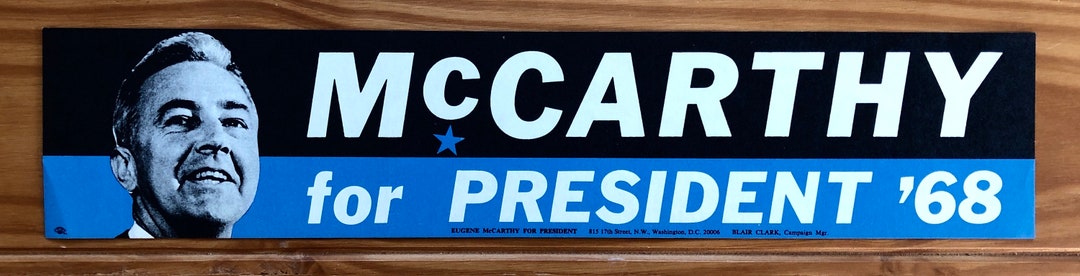 1968 Eugene Mccarthy for President Bumper Sticker - Etsy