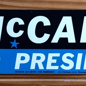 1968 Eugene Mccarthy for President Bumper Sticker - Etsy