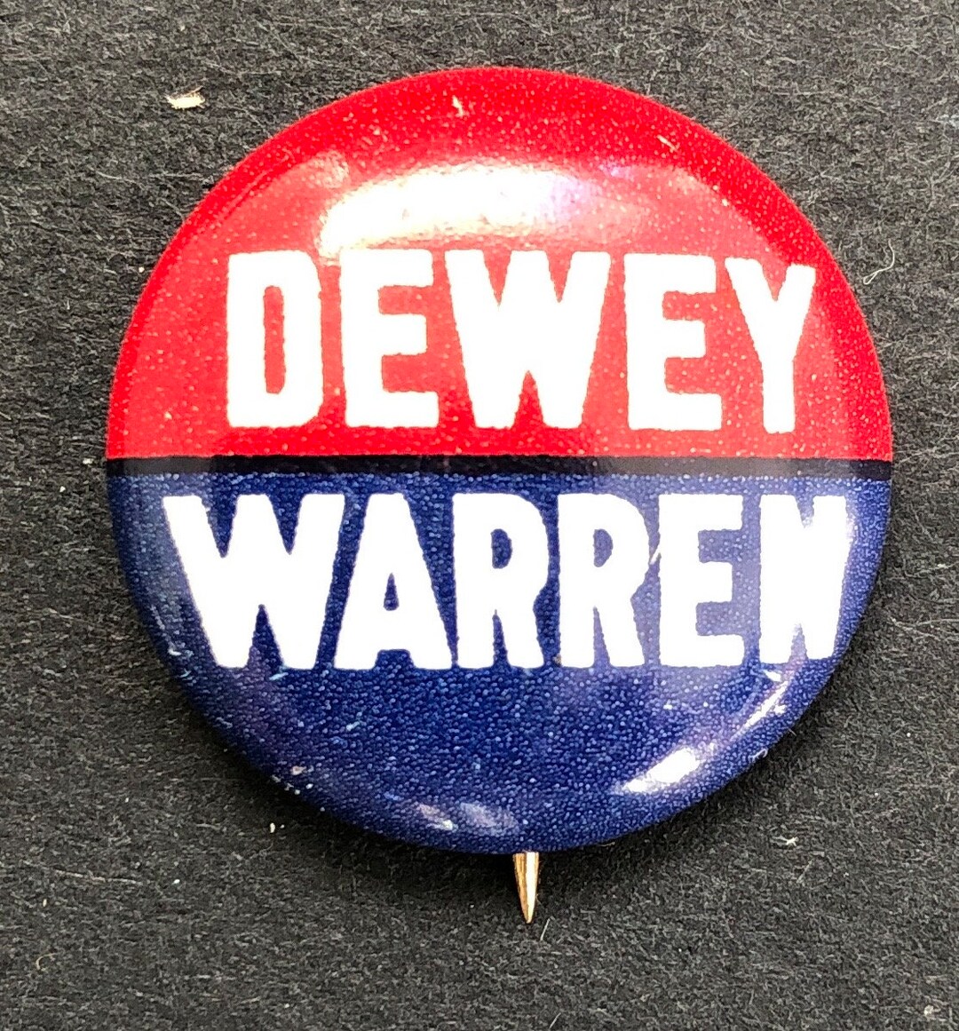 1948 Pinback Button, Thomas Dewey and Earl Warren Presidential Campaign ...