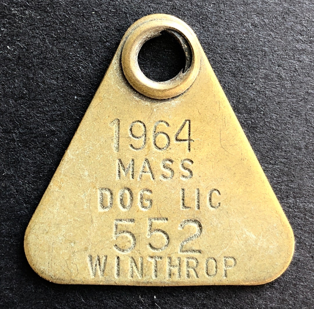 Vintage 1964 Metal Dog License Tag for Dog Collar, Winthrop ...
