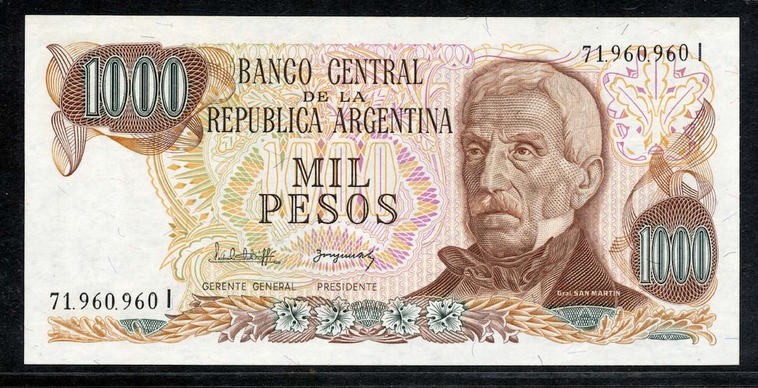 1976 - 1983 Issued 1000 Central Bank of Argentina Issued 1,000 Pesos ...