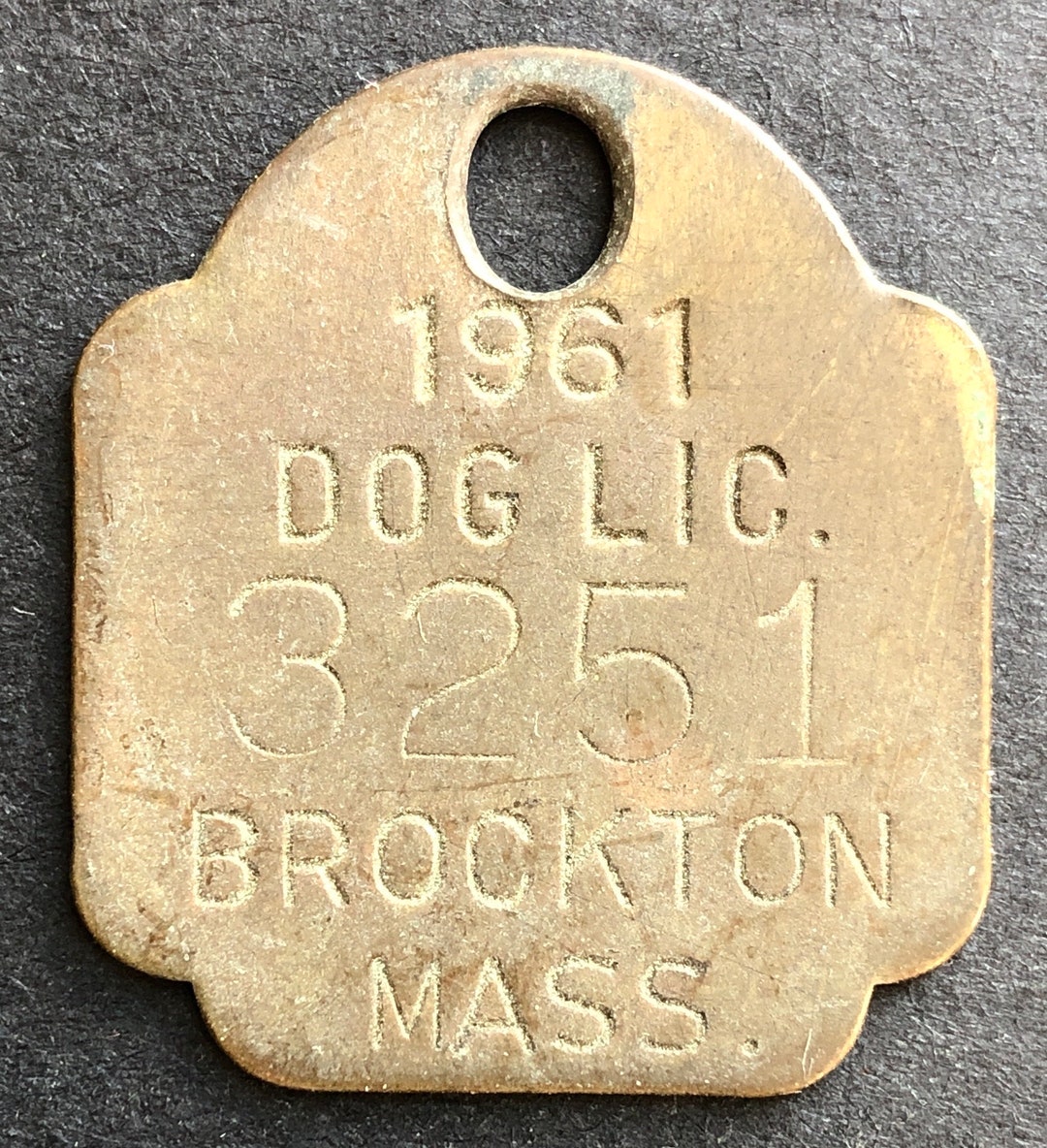 Vintage 1961 Metal Dog License Tag for Dog Collar, Brockton ...