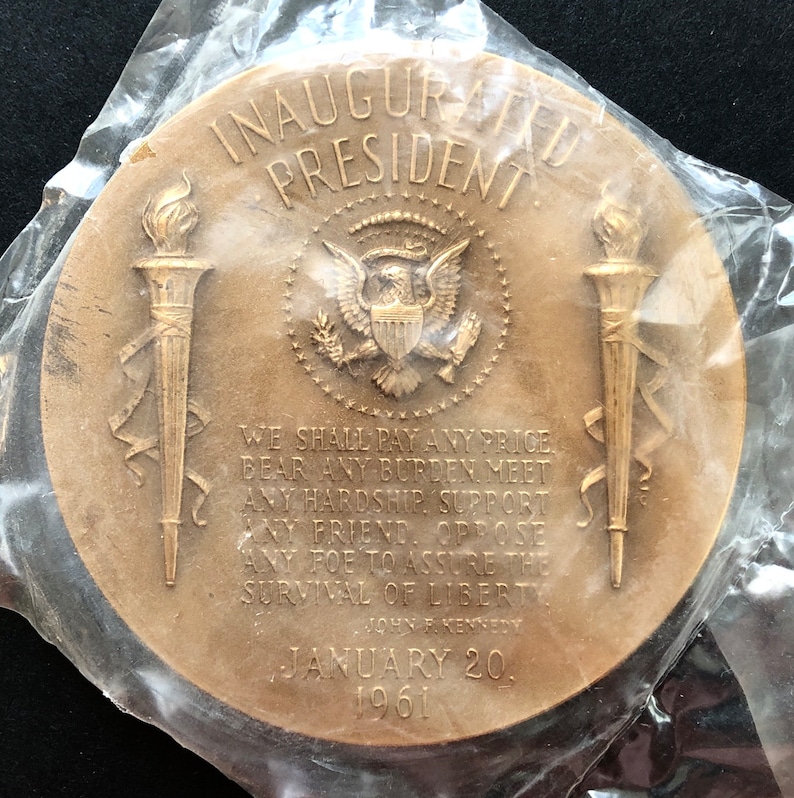 1961 President John F. Kennedy Inauguration Medal, Solid Bronze, 3” by ...