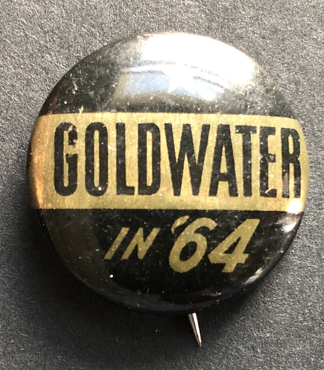 1964 Pinback Button, Black & Gold, Goldwater in ‘64 - Etsy