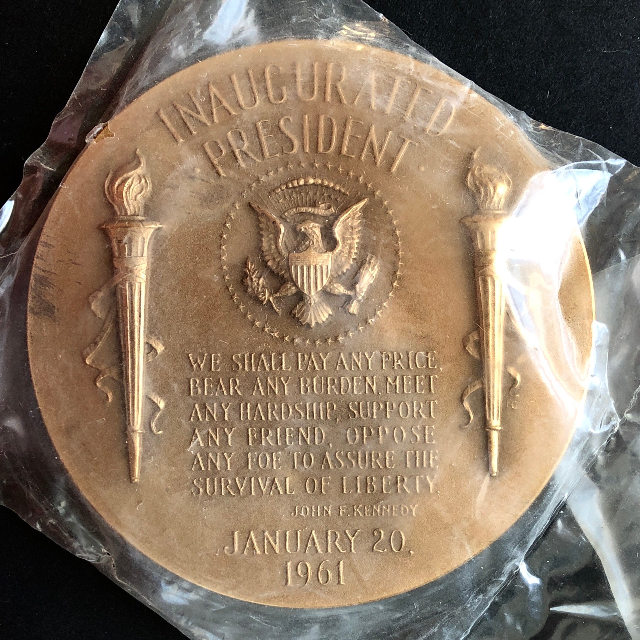 1961 President John F. Kennedy Inauguration Medal, Solid Bronze, 3” by ...