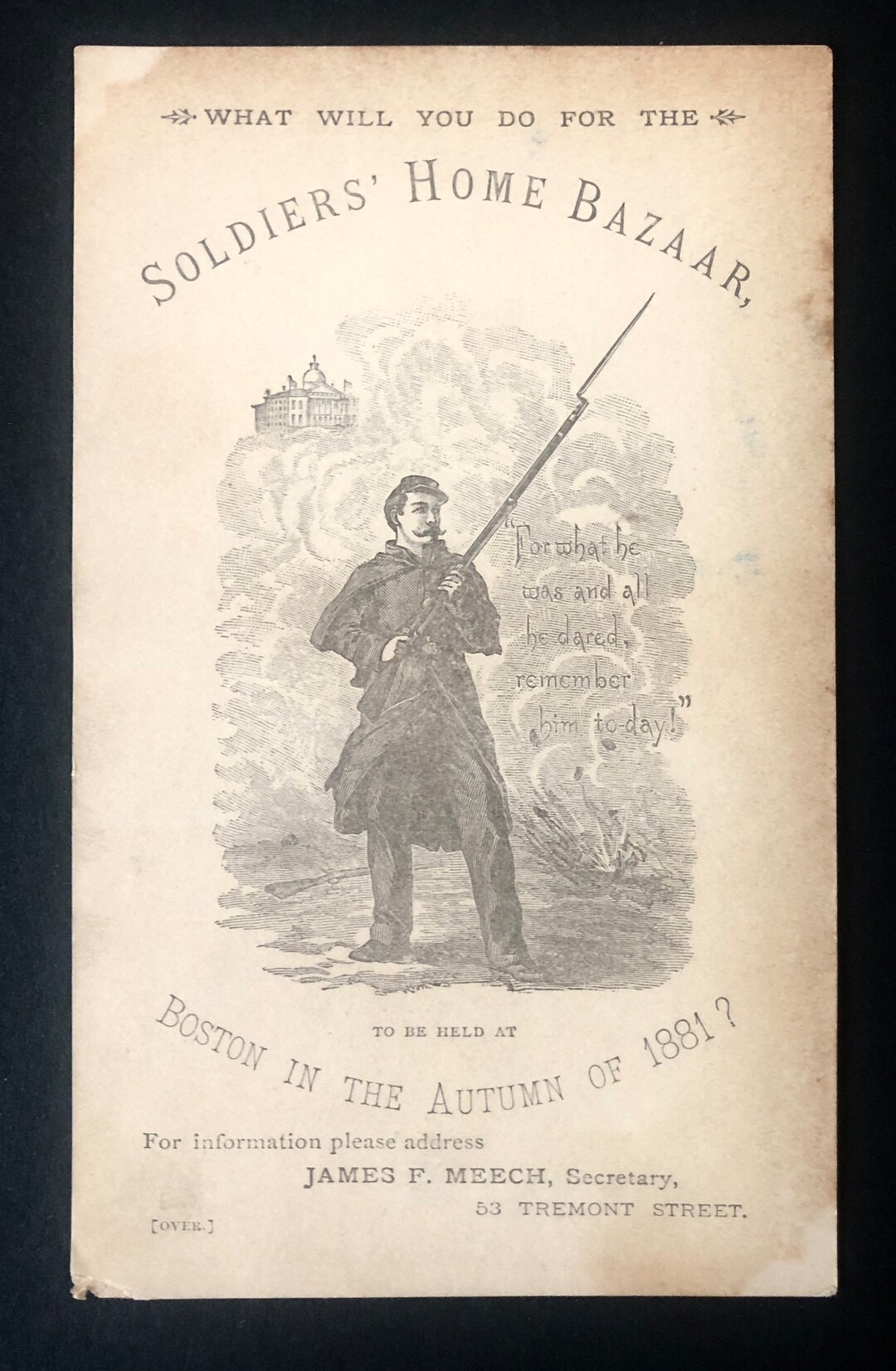 1881 Boston Soldiers Home Bazaar, Fund Raising With Relics From Battle ...