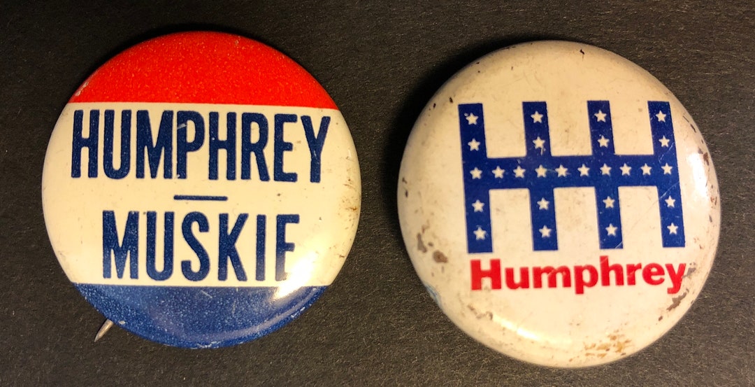 Two 1968 Pinback Buttons, Hubert Humphrey Presidential Campaign - Etsy