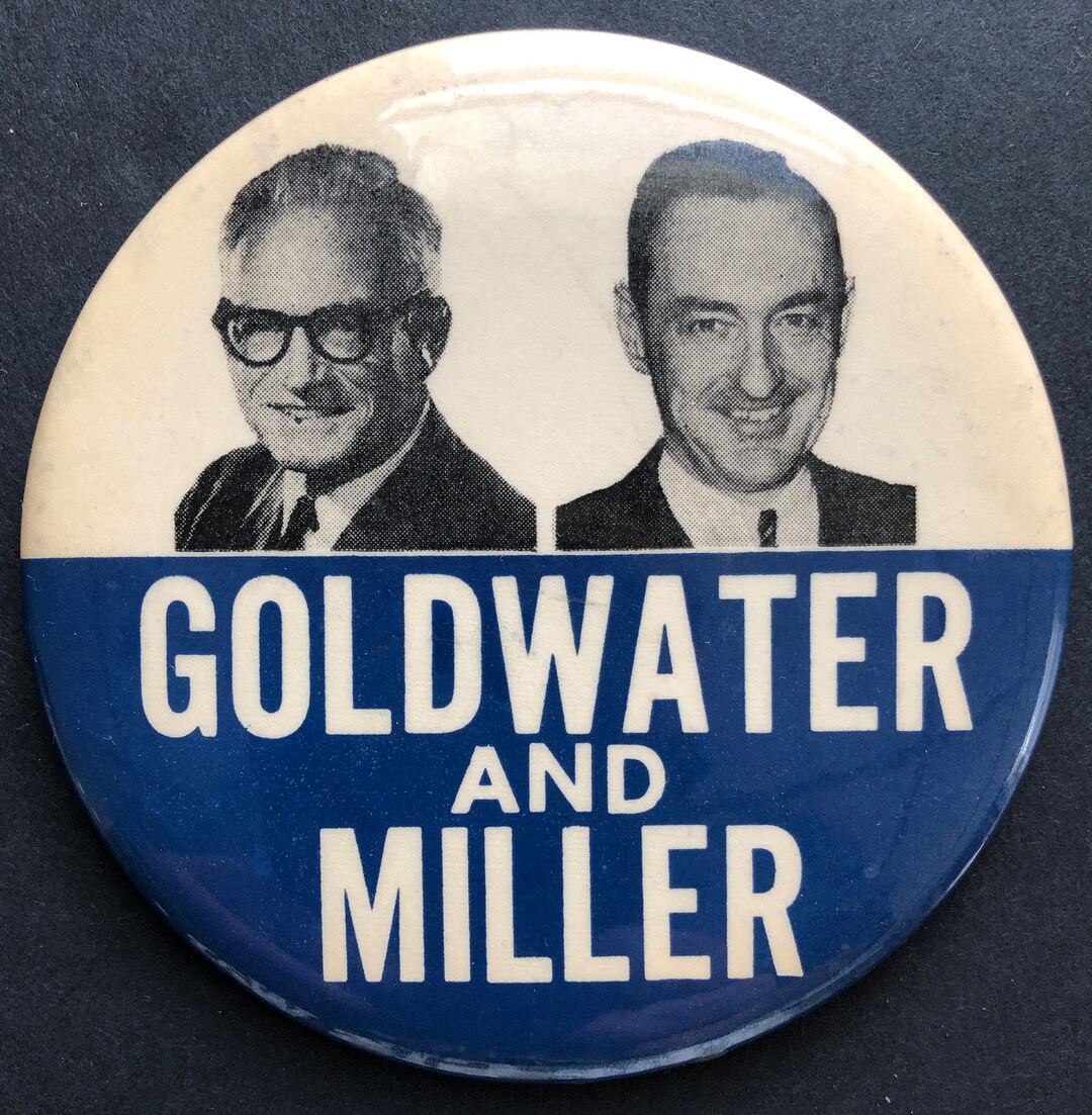 1964 Pinback Button, Barry Goldwater and William Miller, 3 1/2 Inch - Etsy