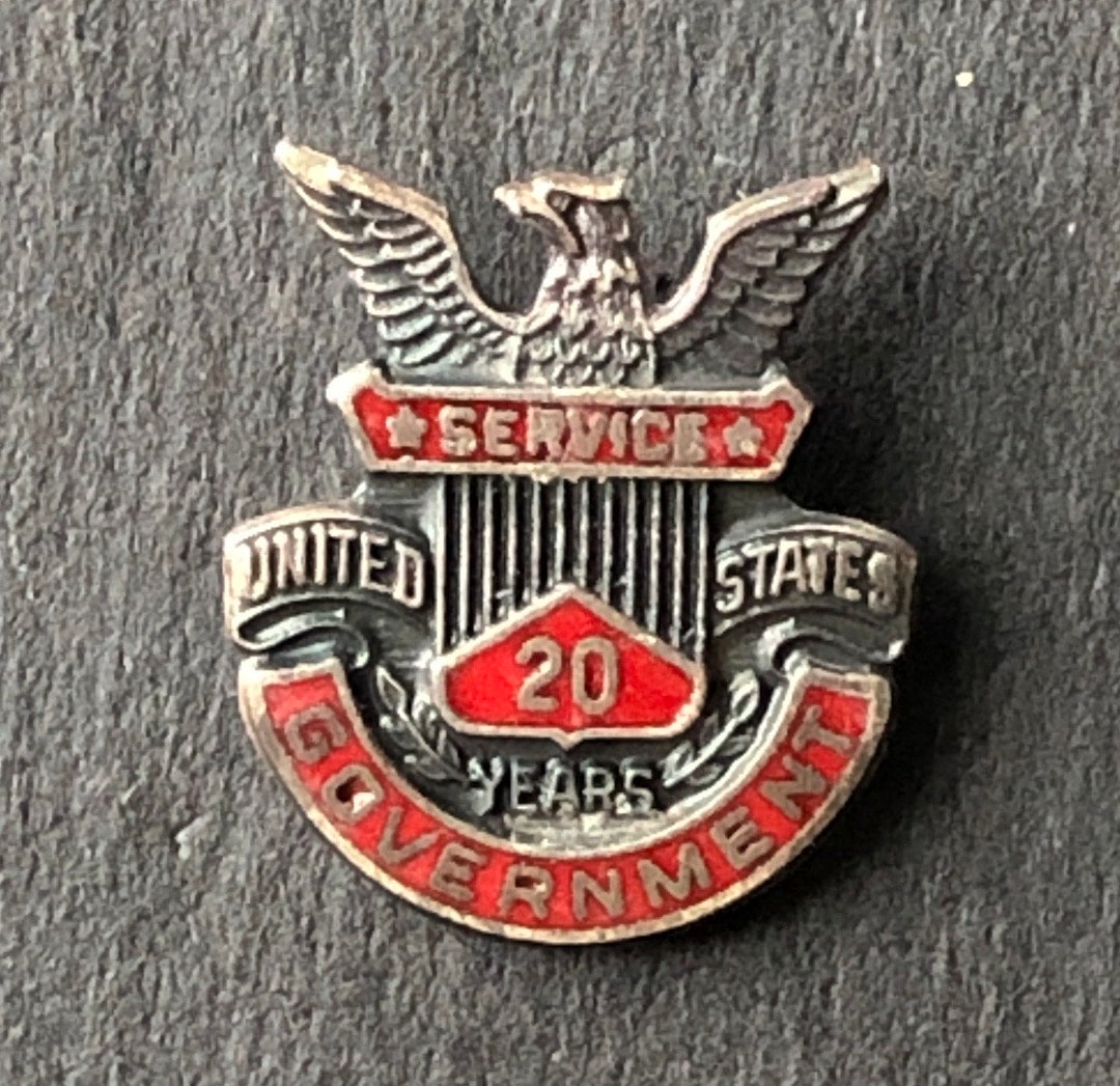 1960s Enamel Pin, Twenty Year Service in the United States Government ...