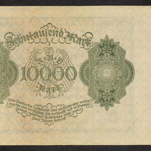 German 1922 Reichsbanknote 10,000 Marks Small Variety, Uncirculated ...