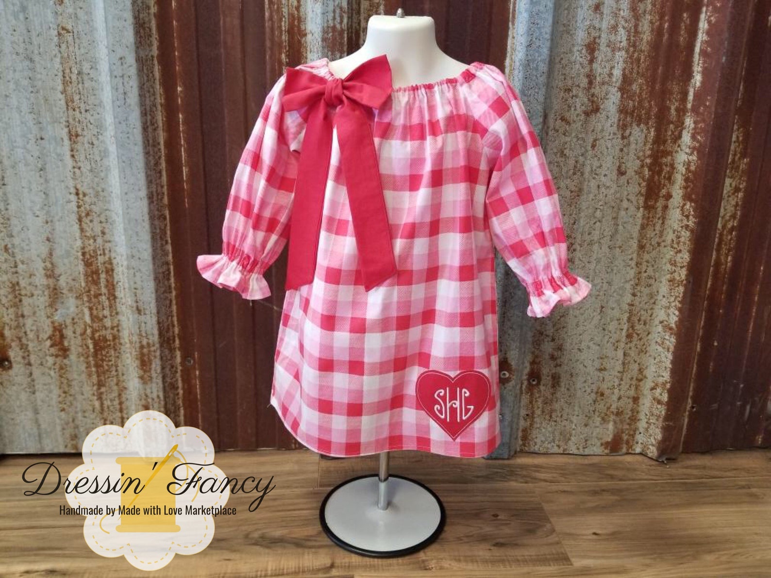 Girls Valentine Dress, Girls Heart Dress, Girls Monogram Dress, Girls ...