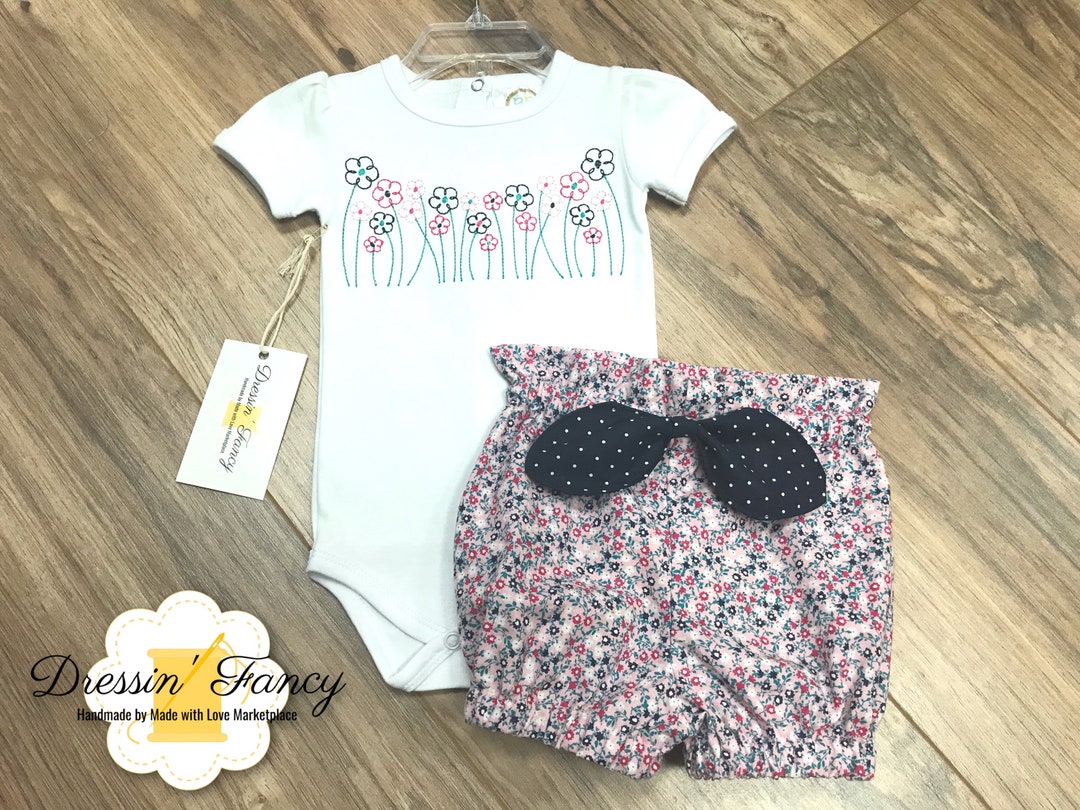 Girls Bloomer Set, Floral Bloomers, Wildflowers Bodysuit, Baby Girls ...