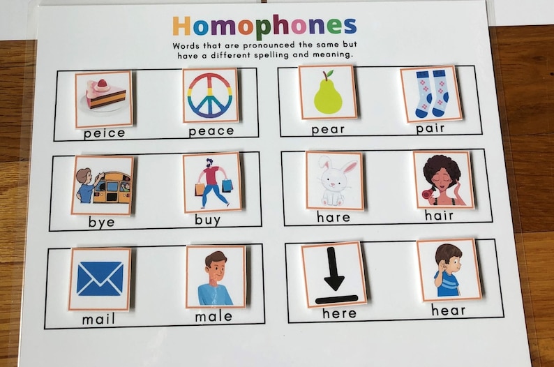 Homophones Practice and Learning , Montessori Learning, Preschool ...