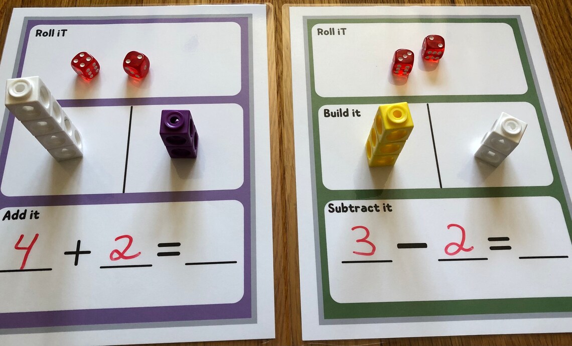 Addition Activity, Subtraction Activity, Math Dice Game Printable ...