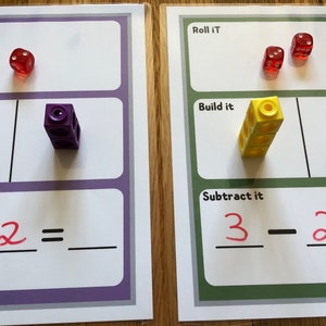 Addition Activity, Subtraction Activity, Math Dice Game Printable ...