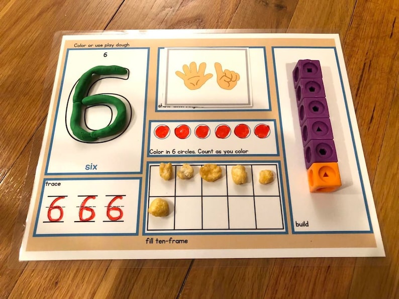 Number Mats, 14 Pages, 10 Mats, Play Dough Number, Ten Frame, Trace the ...