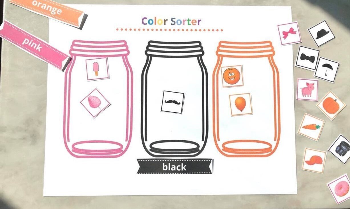 Color Sorting Jars,10 Color Matching Jars Color Activity, Learning ...