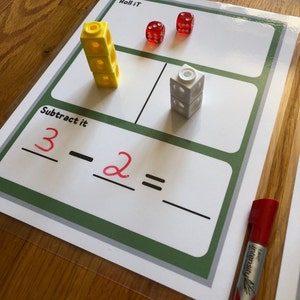 Addition Activity, Subtraction Activity, Math Dice Game Printable ...