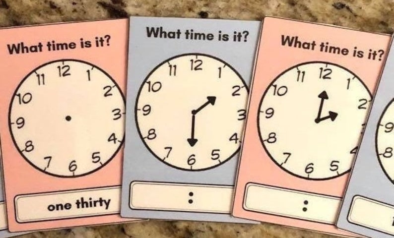 Telling Time Practice, 60 Flash Cards, Tell Time on the Hour and on the ...