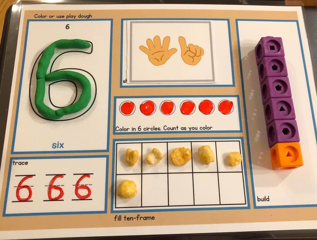 Number Mats, 14 Pages, 10 Mats, Play Dough Number, Ten Frame, Trace the ...
