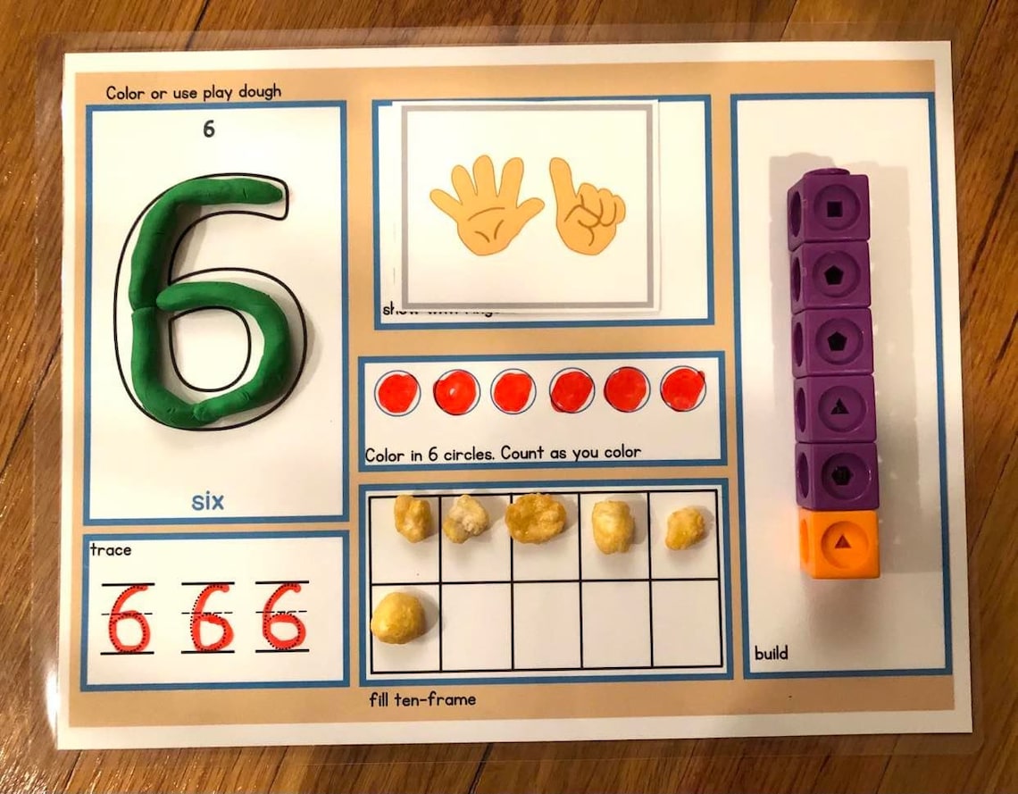 Number Mats, 14 Pages, 10 Mats, Play Dough Number, Ten Frame, Trace the ...