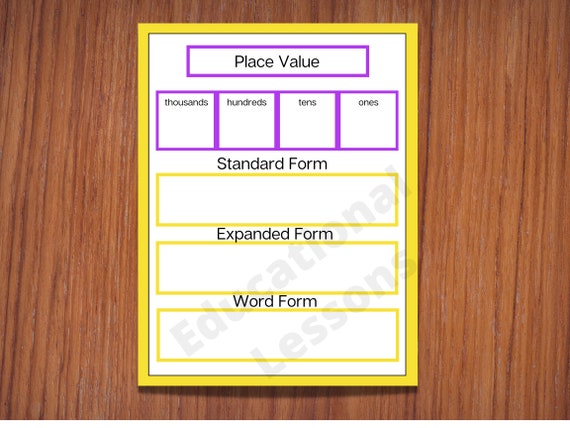 Place Value Mat Expanded Form Standard Form Word Form | Etsy