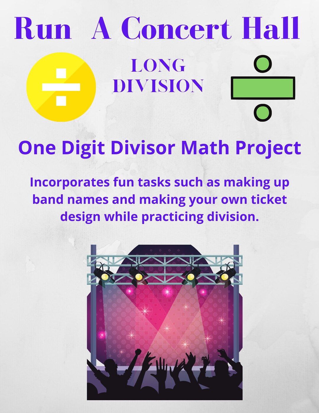 4th Grade Division Project, One Digit Divisors - Etsy