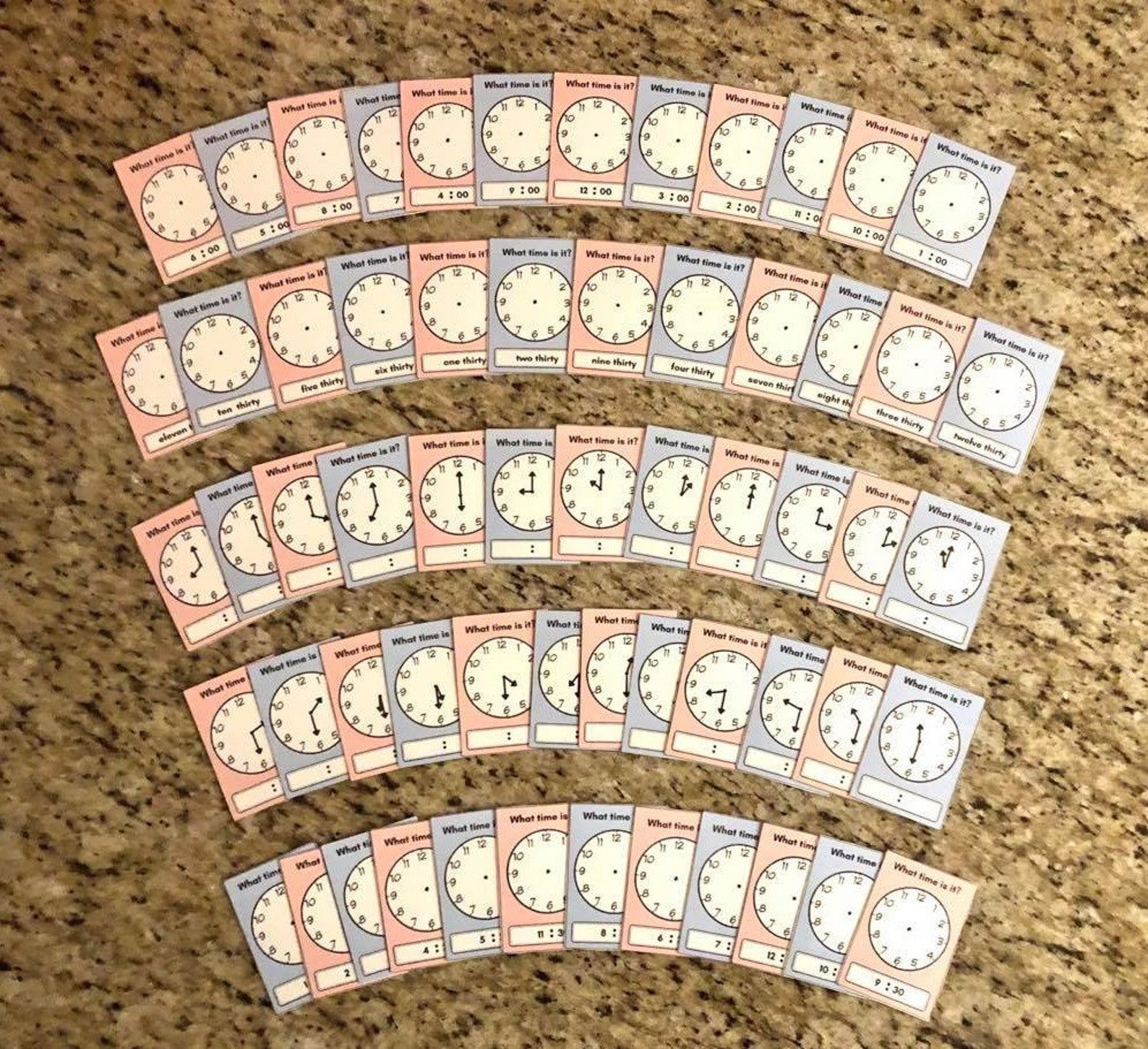 Telling Time Practice, 60 Flash Cards, Tell Time on the Hour and on the ...