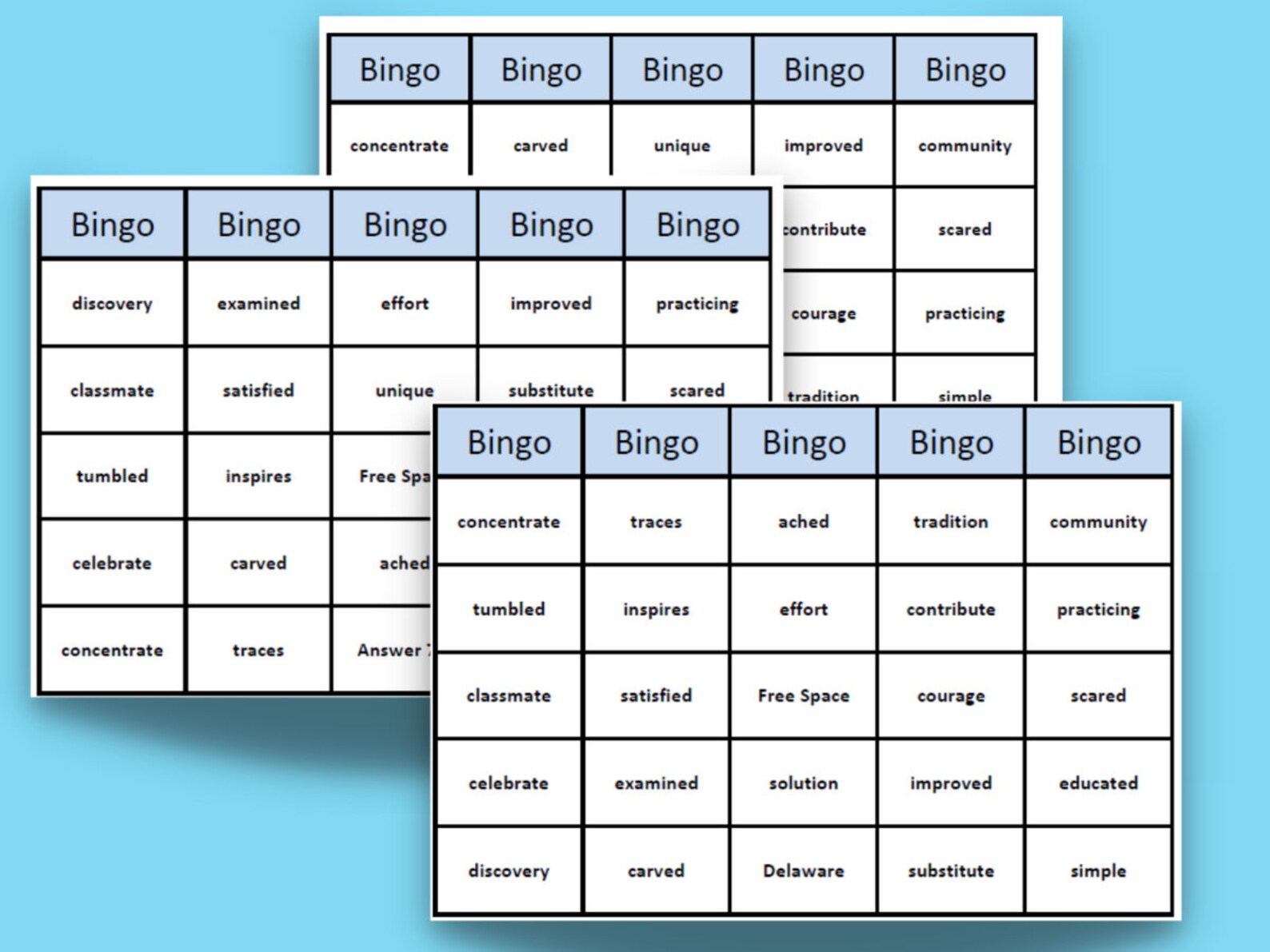 20 Third Grade Bingo Cards Vocabulary Bingo ELA Bingo | Etsy