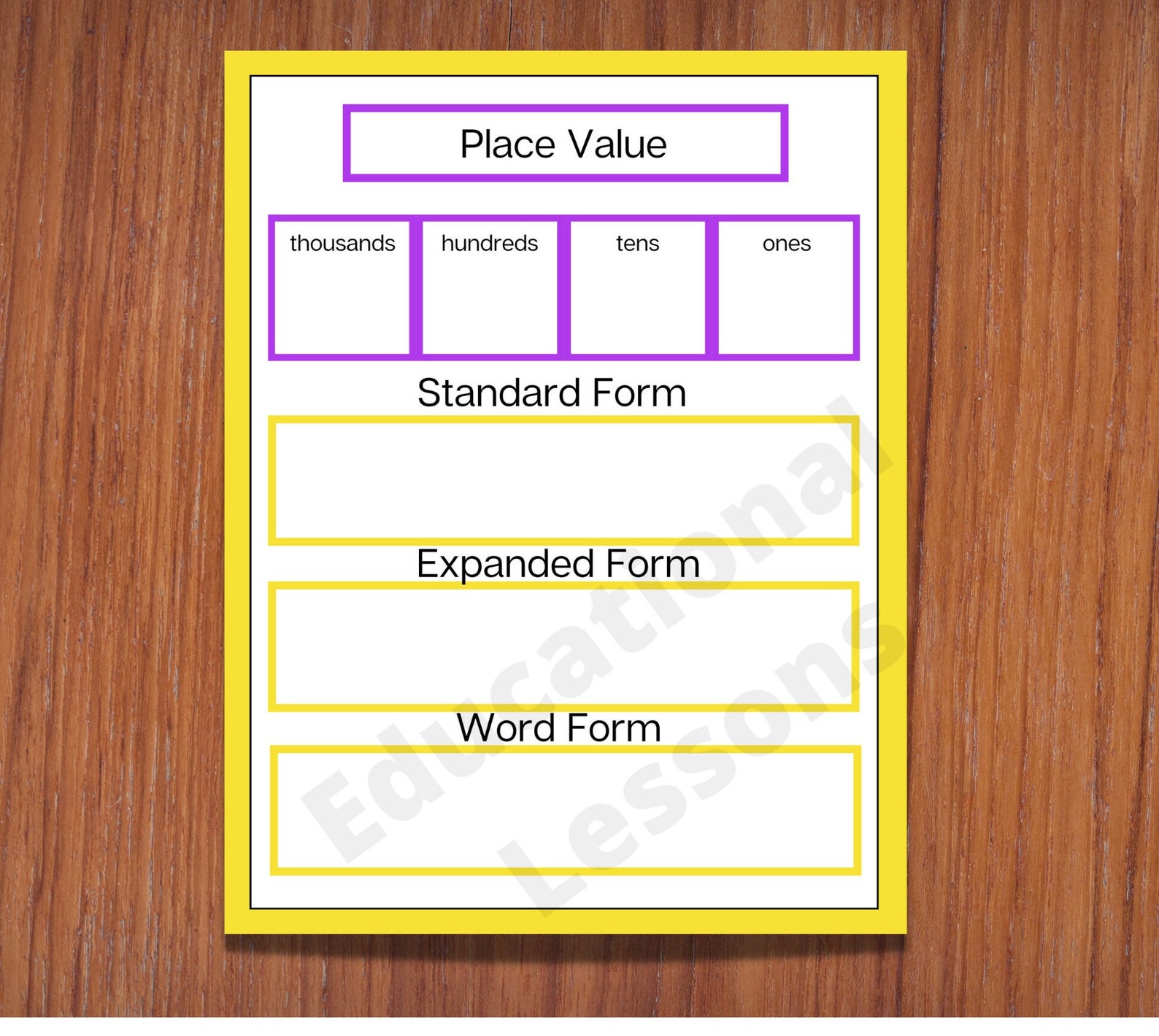 Place Value Mat, Expanded, Standard, Word Form (digital Download) - Etsy