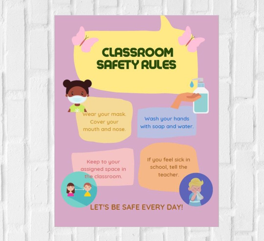 Classroom Rules for Covid, Poster Covid Safety Rules. Editable File - Etsy