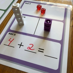 Addition Activity, Subtraction Activity, Math Dice Game Printable ...