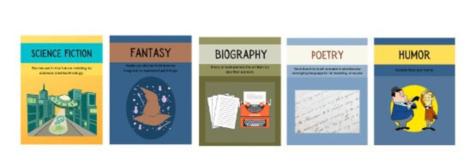 Genre Reading Literary Pintable Posters for Homeschool or the Classroom ...